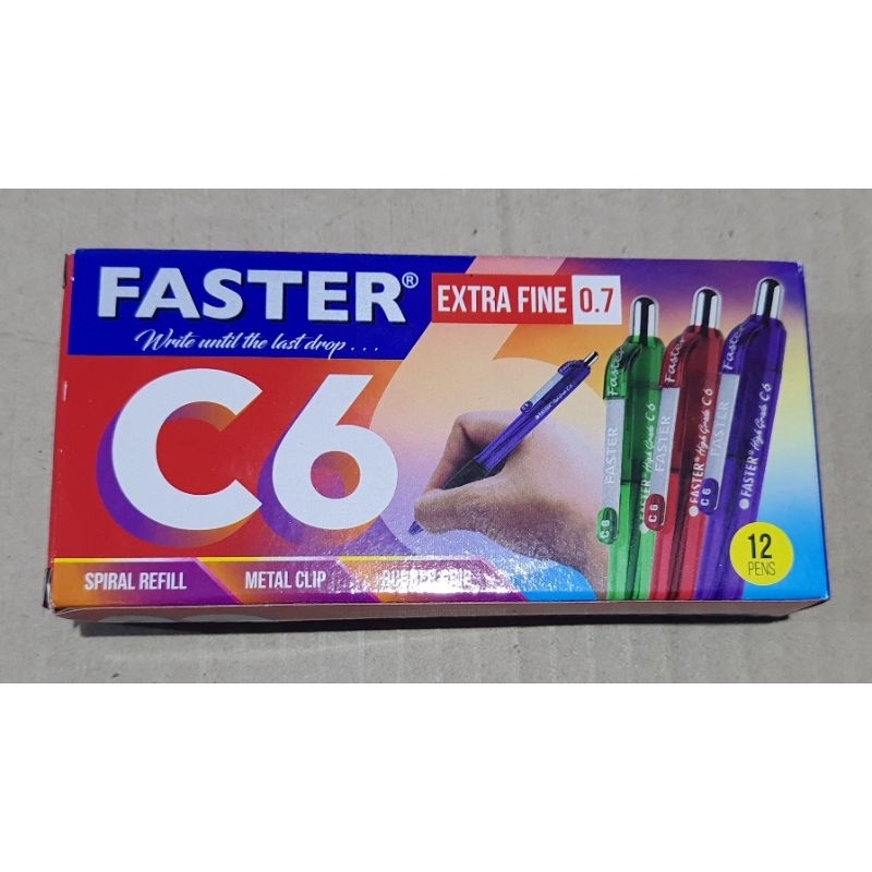 Jual Pen Pulpen Bollpoin FASTER C6 EXTRA FINE 0,7 (1 Pak isi 12 pc ...