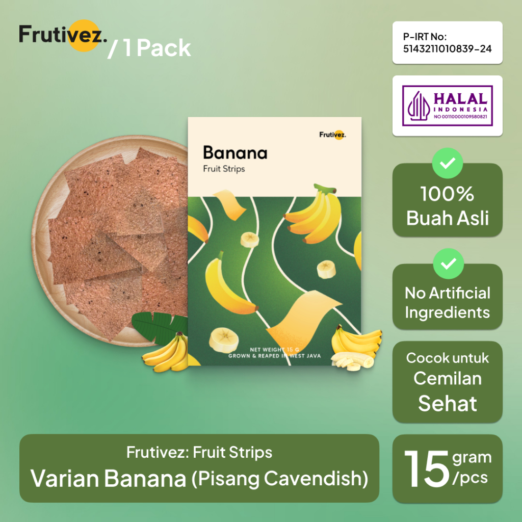 Jual [1 Pack] Frutivez Banana Fruit Strips Dehydrated Fruits Snack