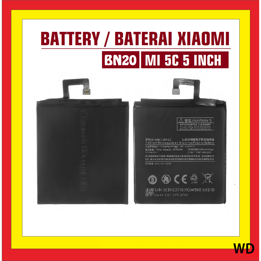 Jual XIAOMI MI 5C 5 INCH BN20 2860 MAH BATTERY REPLACEMENT BATRE ...