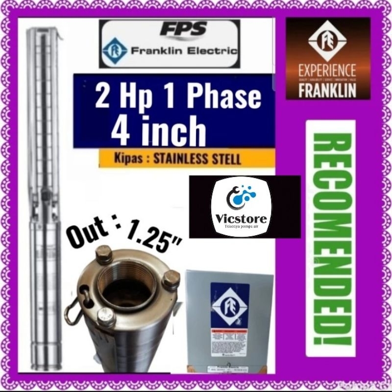 Jual Pompa satelit FRANKLIN + Box 2Hp 1Phase 220 volt submersible 4 ...
