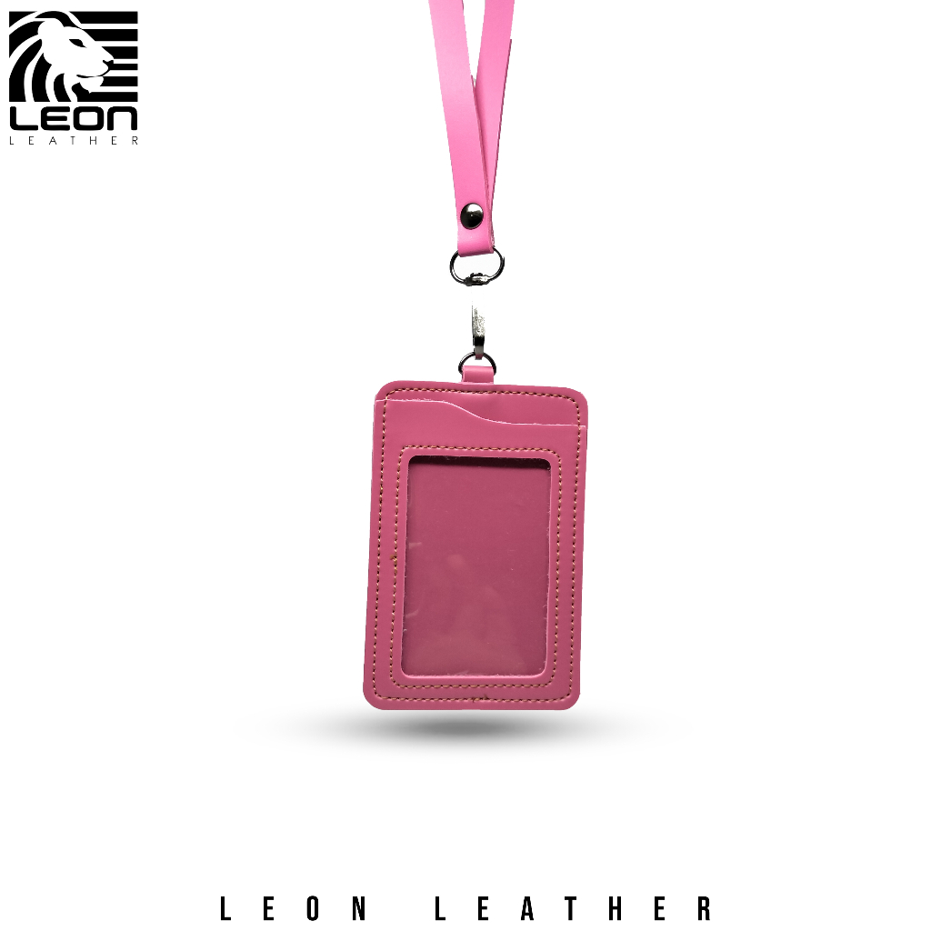 Jual Name Tag ID Card Kulit Holder NTS038 Name Tag Lanyard Kulit 3 Slot
