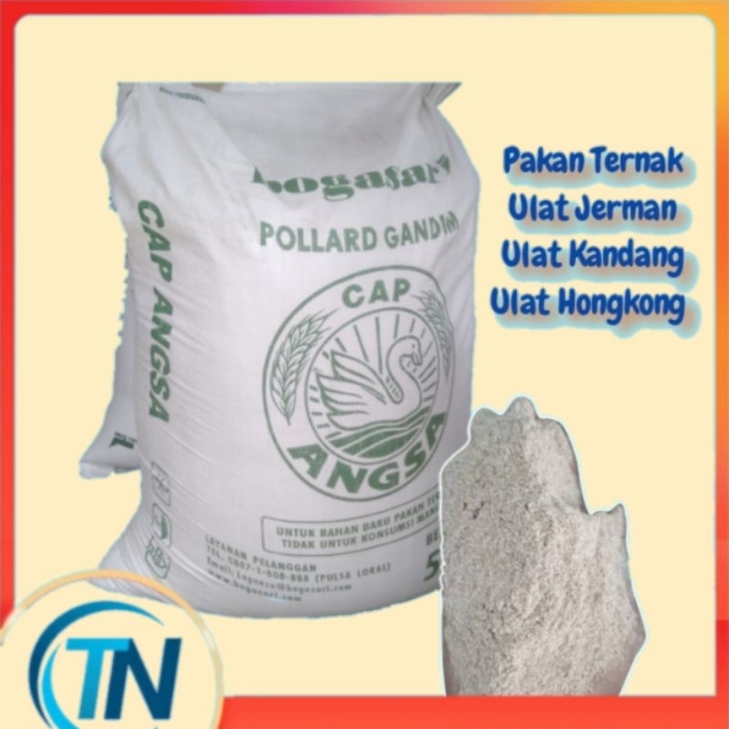 Jual Pollard Gandum Cap Angsa 1kg Pakan Ternak / Media Ulat Hongkong ...