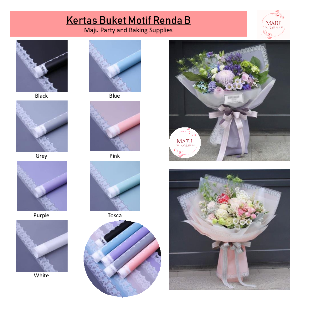 Jual (20 lembar) Kertas Buket Motif Renda B / Flower Wrapping Lace ...