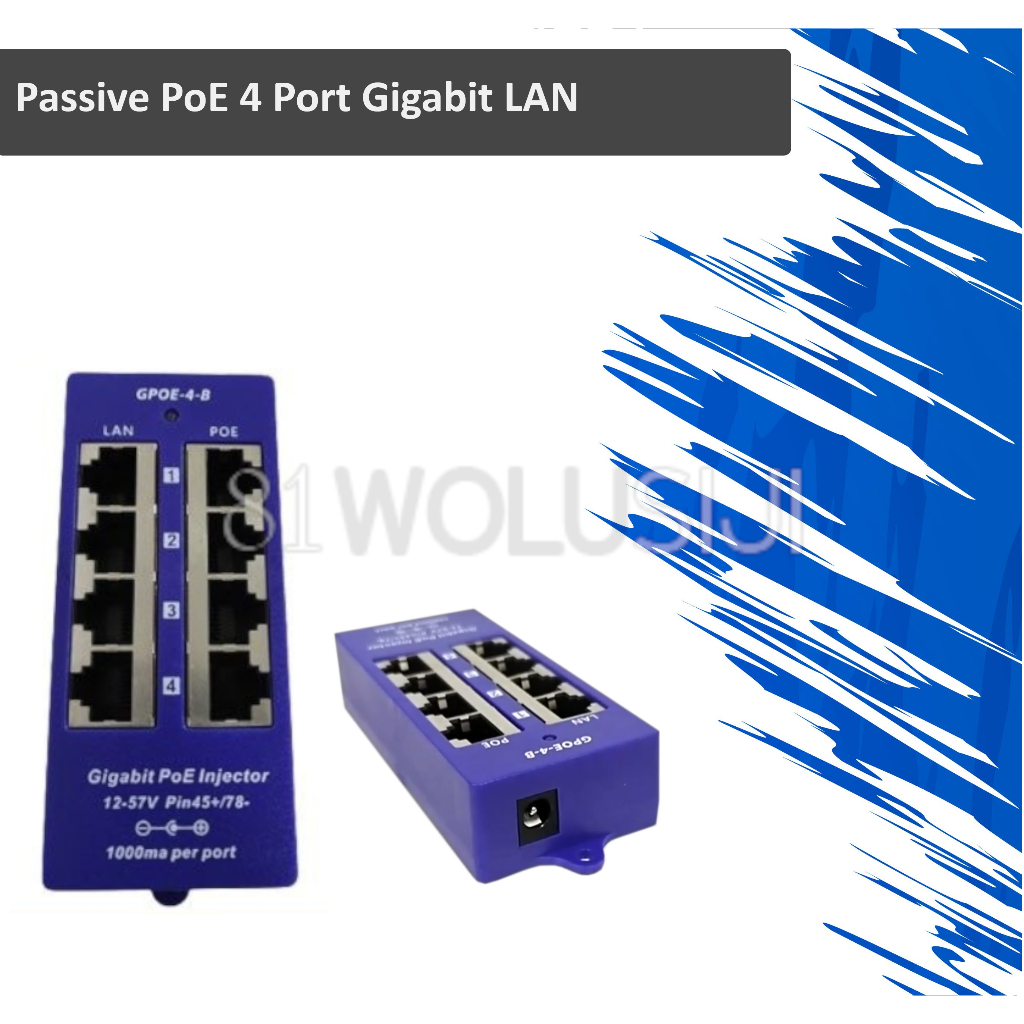 Jual Passive PoE injector 4 Port Gigabit LAN / Gigabit PoE Injektor ...