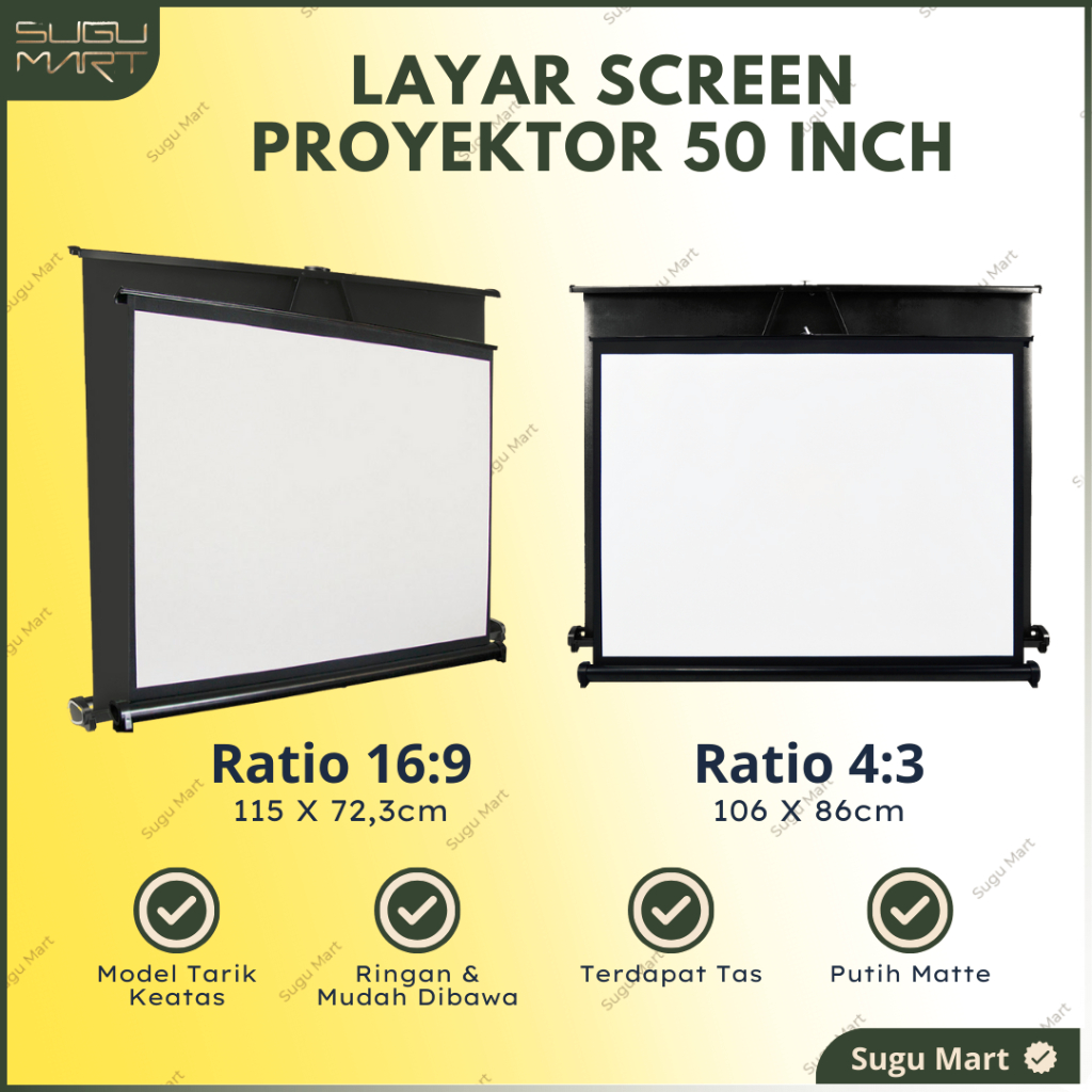 Jual Layar Proyektor 50 Inch | Screen Proyektor Portable 50 Inch Ratio ...