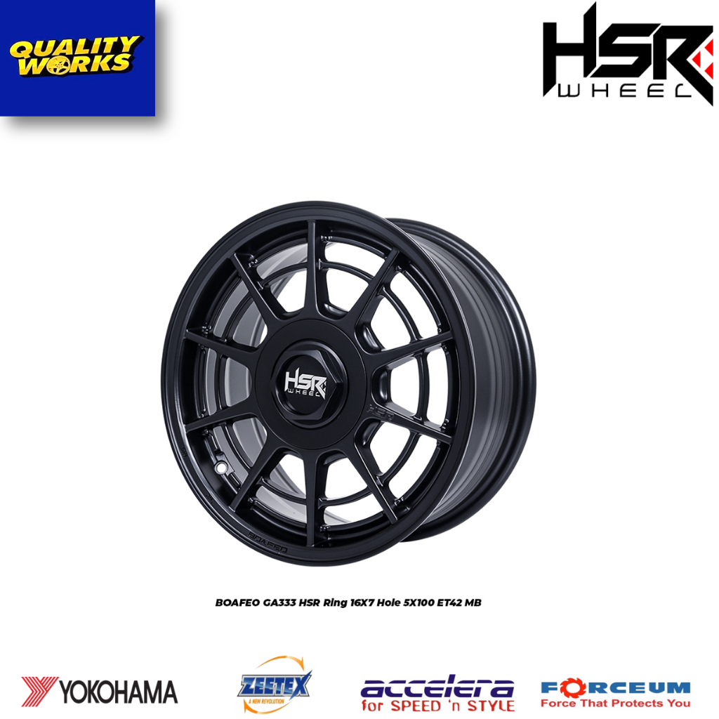 Jual Velg Racing HSR BOAFEO R16 lebar 7 pcd 5X100 ET42 matte black ...