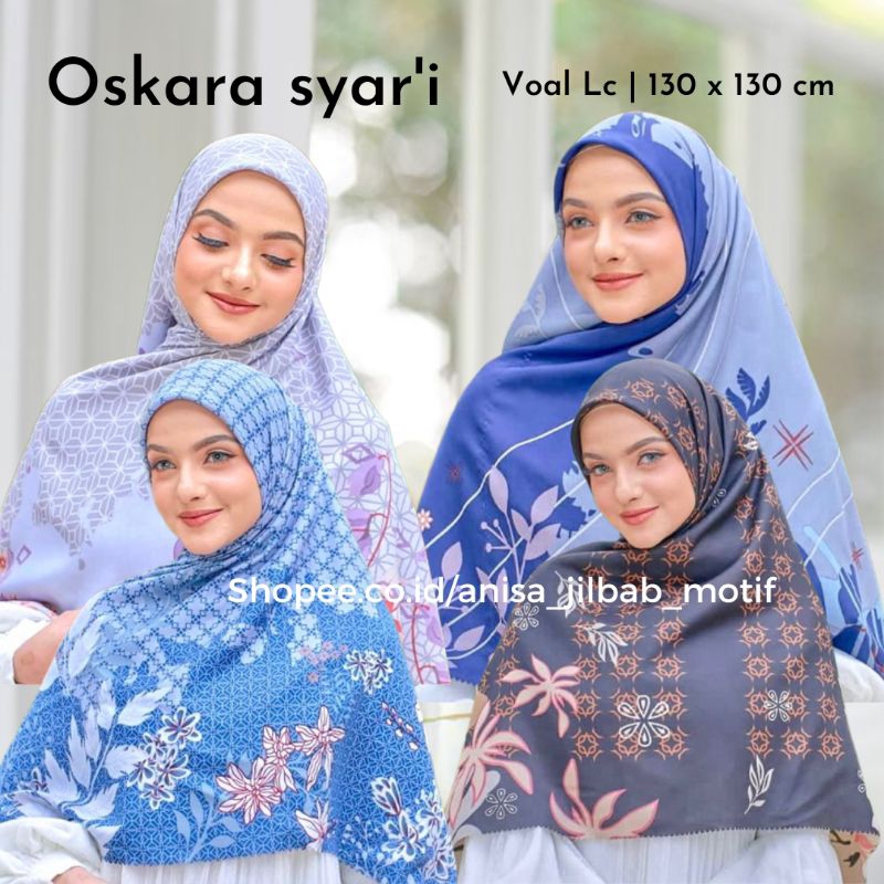 Jual PART 1 Jilbab hijab segi empat voal Oscara Oskara motif syari syar'i motif by Azzara Azara ...