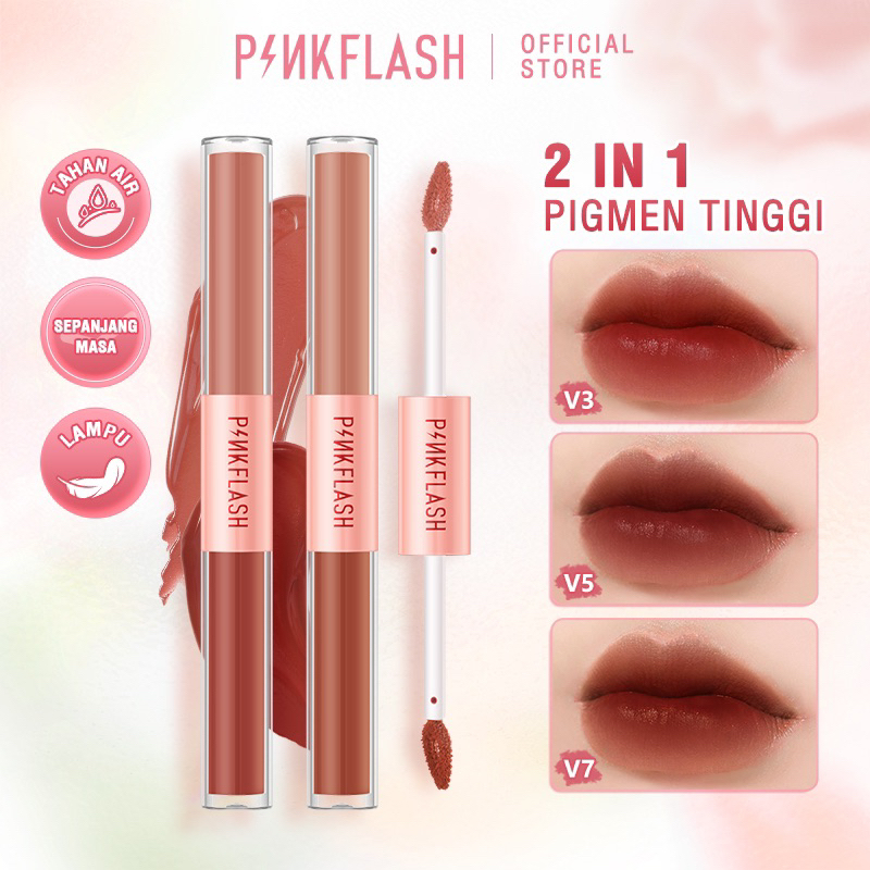 Jual [BPOM] PINKFLASH Duo Lipgloss Series 2 In 1 dual-ended Matte ...