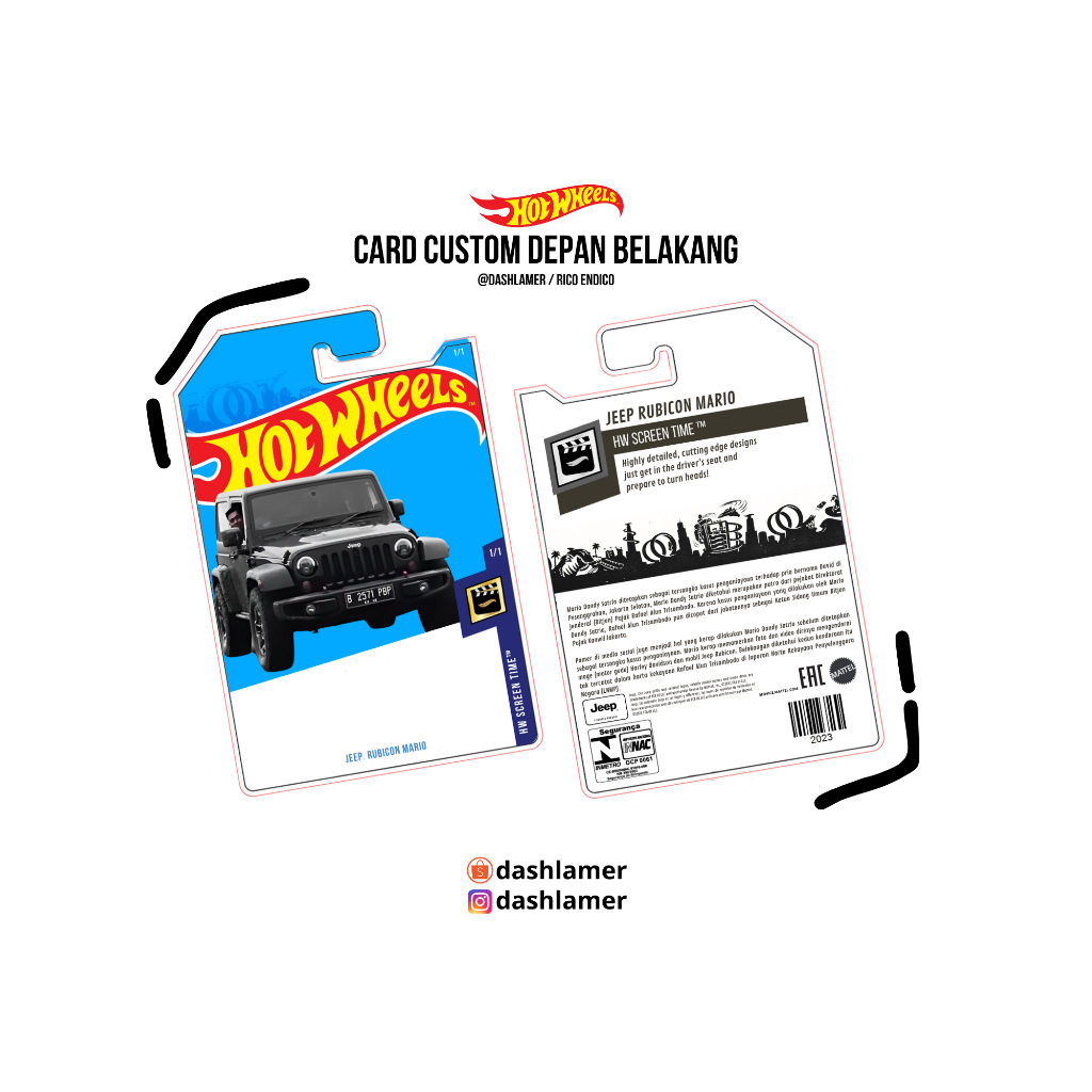 Jual Custom Card Hotwheels Reguler Depan Belakang | Shopee Indonesia