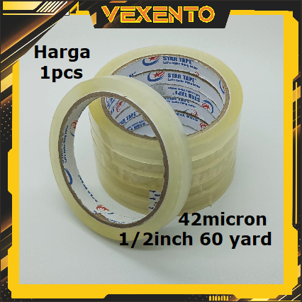 Jual Selotip 1/2 inch 60yard Isolasi Bening by Vexento | Shopee Indonesia