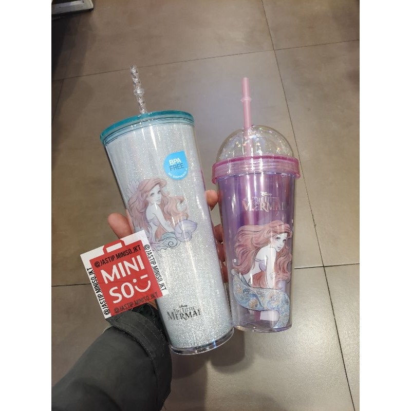 Jual MINISO 🆕 Tumbler Botol Minum The Little Mermaid Edition + Sedotan ...