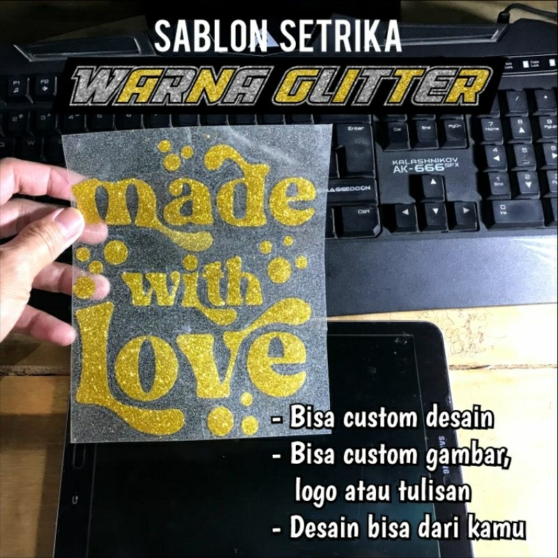 Jual sablon setrika stiker sablon baju kaos polyflex glitter | Shopee ...