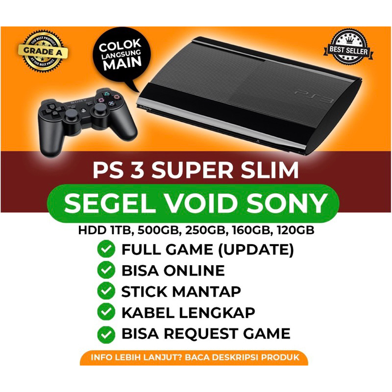 Jual PS3 SUPER SLIM SERI 30 ASLI SONY HD 500GB FULL GAME KUALITAS GRADE A | Shopee Indonesia