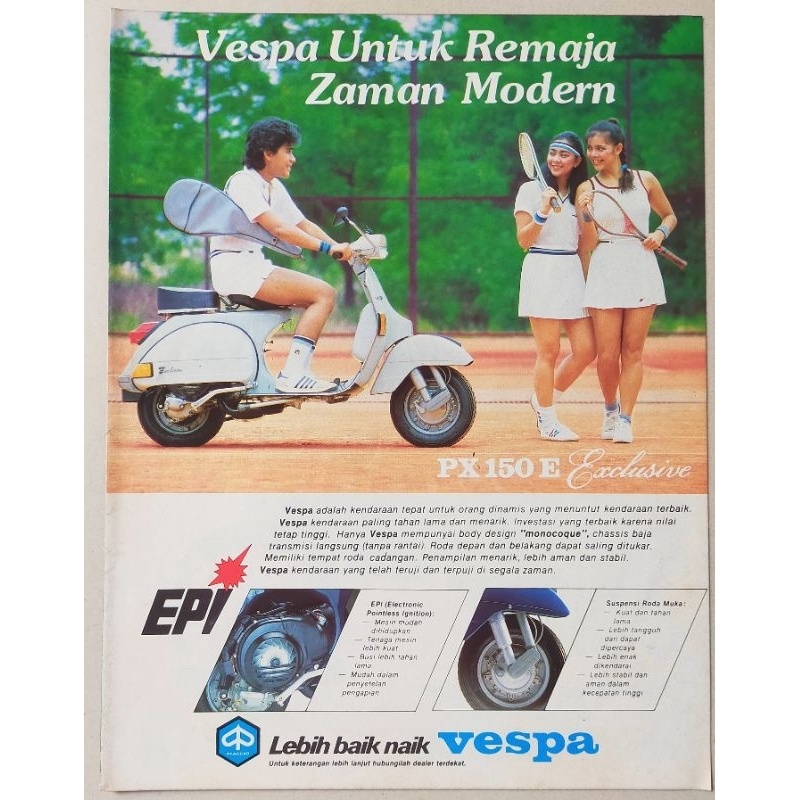 Jual Iklan jadul Vespa PX150E model Zoraya Perucha dan Rico Tampatty ...