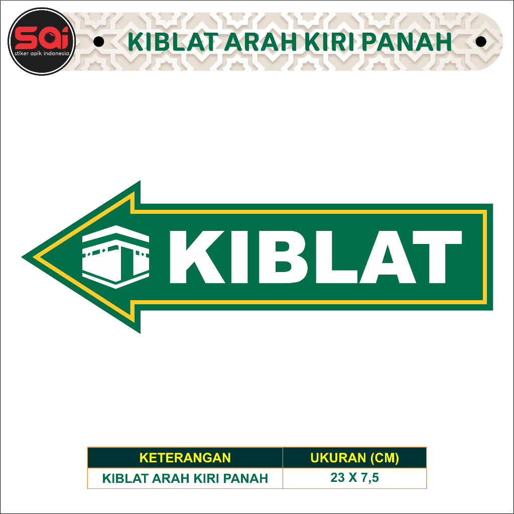 Jual STIKER VINYL PETUNJUK ARAH KIBLAT ANAK PANAH LAMINASI GLOSSY ...