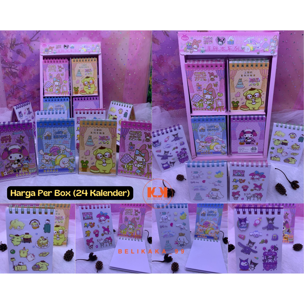 Jual (1 BOX 24 KALENDER) STICKER KALENDER KECIL MOTIF SANRIO AESTHETIC ...