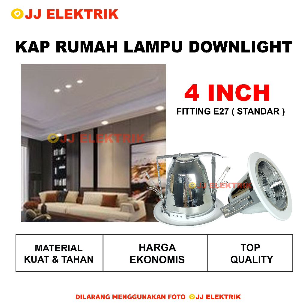 Jual Kap Lampu Downlight 4 inch Adjustable Fitting E27 Ulir Bohlam ...