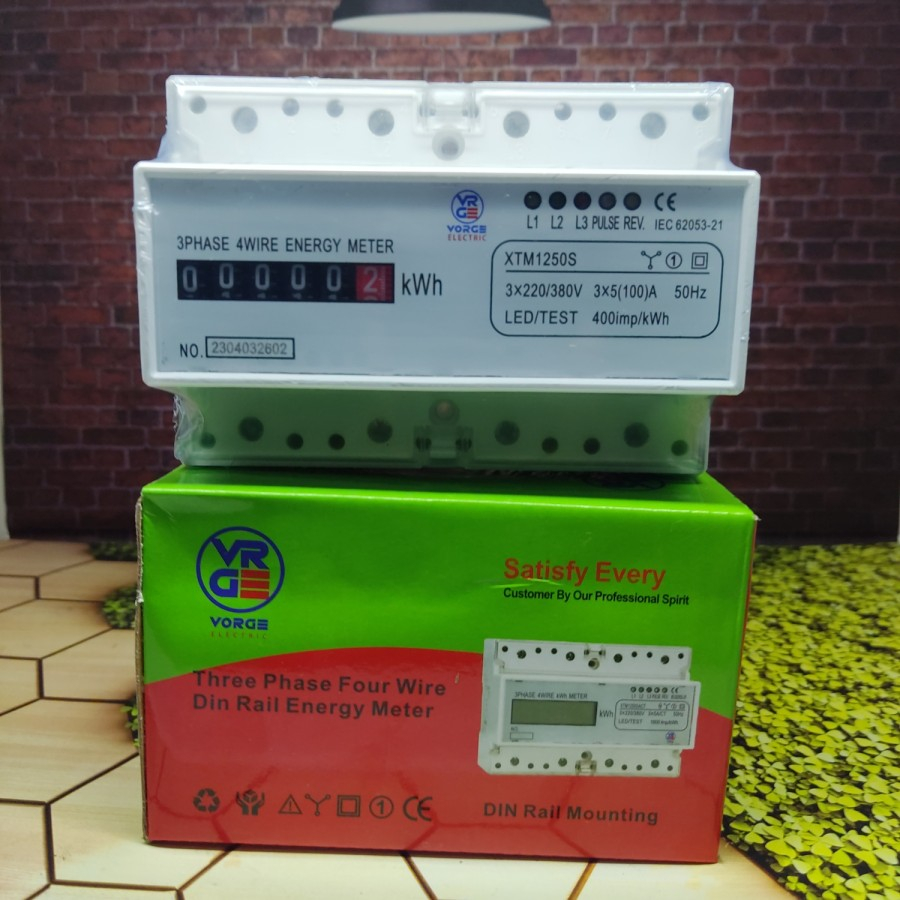 Jual kwh meter analog XTM1250S 5(100)A energy meter VORGE 3phase 3 phase 3p GARANSI 2 TAHUN ...