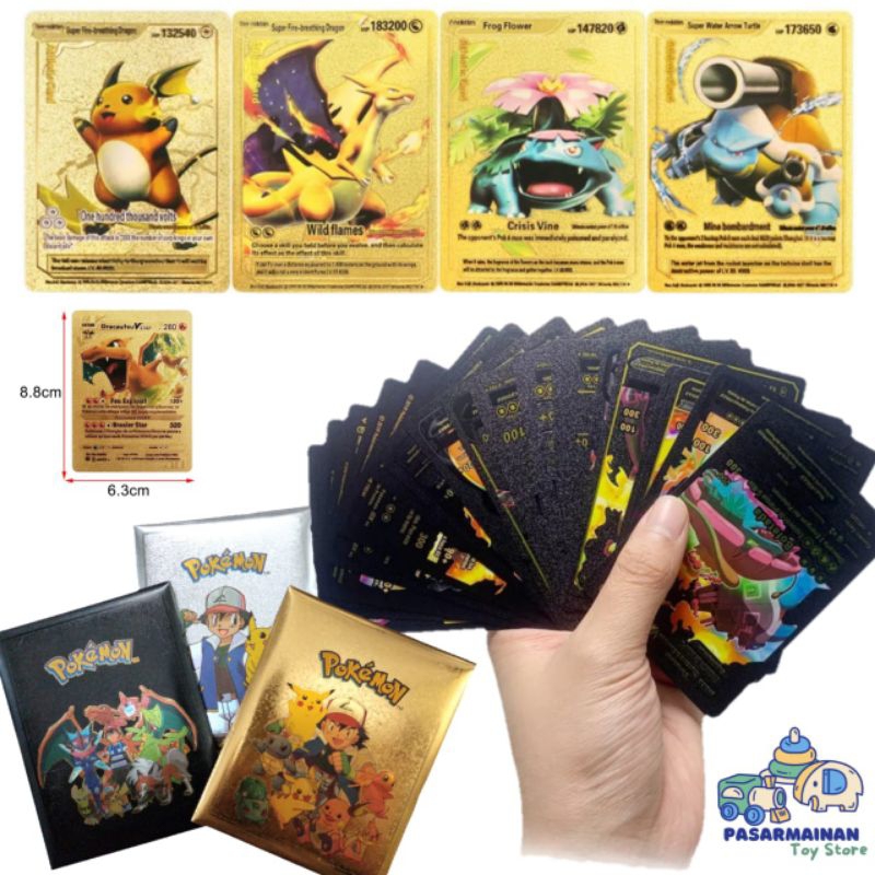 Jual Mainan Kartu Pokemon Card Pokemon 10pcs Emas Silver Bahan Metal ...