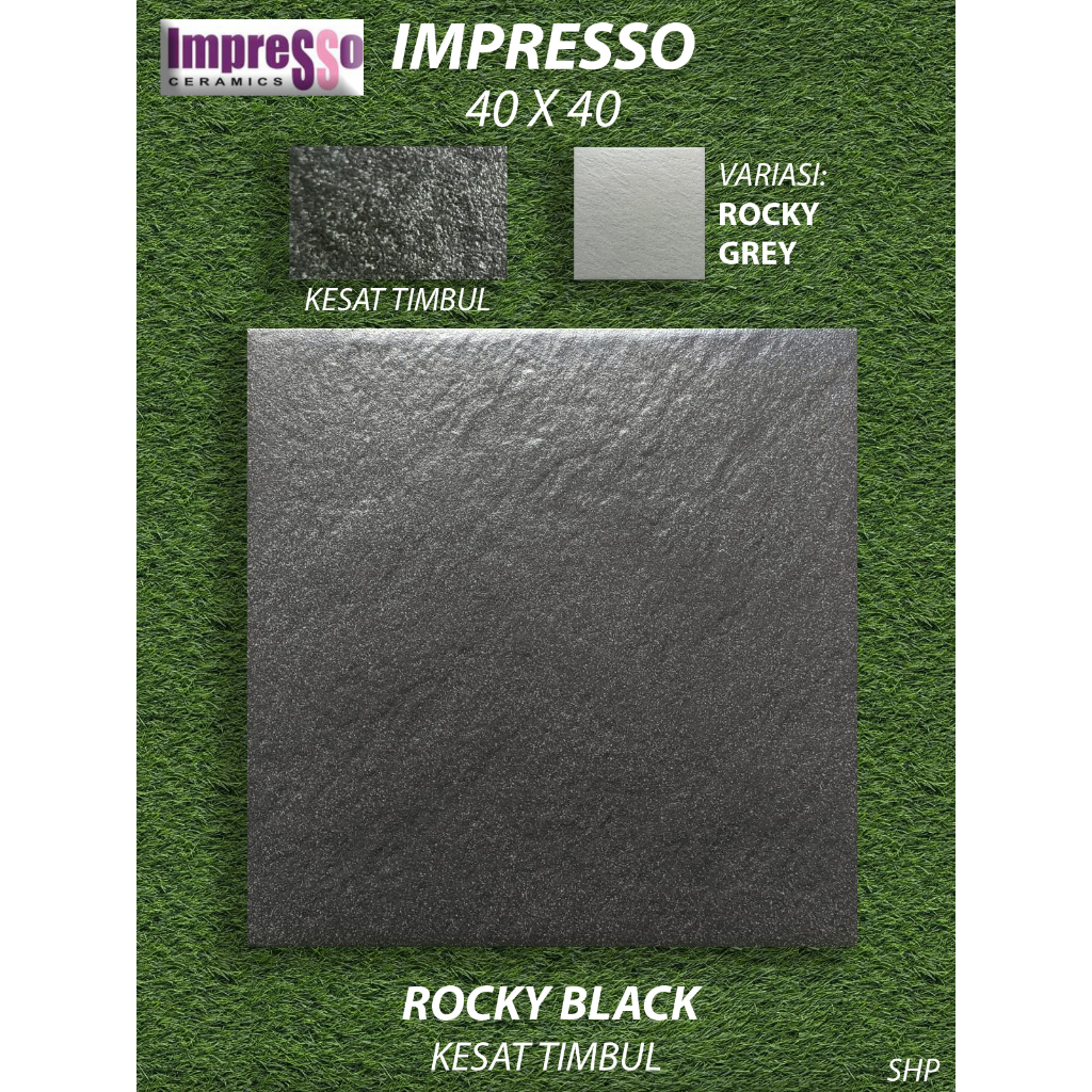 Jual Keramik Lantai Motif 40X40 Impresso Rocky Black Kesat KW1 ...