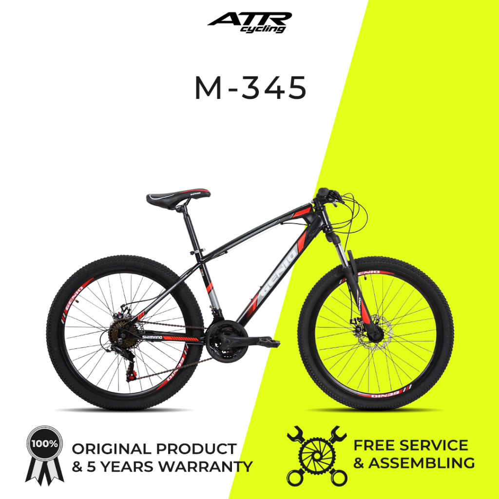 Jual SEPEDA GUNUNG MTB M-345 27,5-24SP GENIO (9)BK-RD-GY | Shopee Indonesia