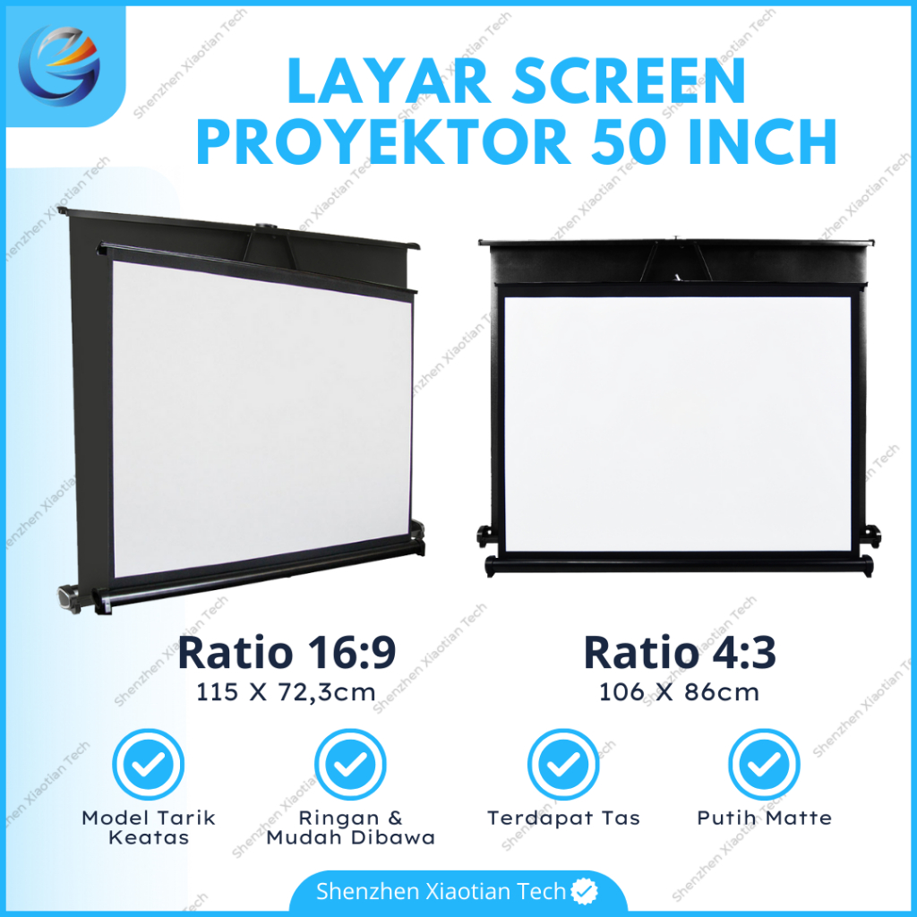 Jual Table Projector Screen Portable Folding 50 Inch | Layar Proyektor ...