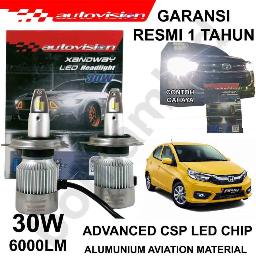Jual Lampu LED NEW BRIO H4 HiLo AUTOVISION XANDWAY 30W Headlamp Putih ...