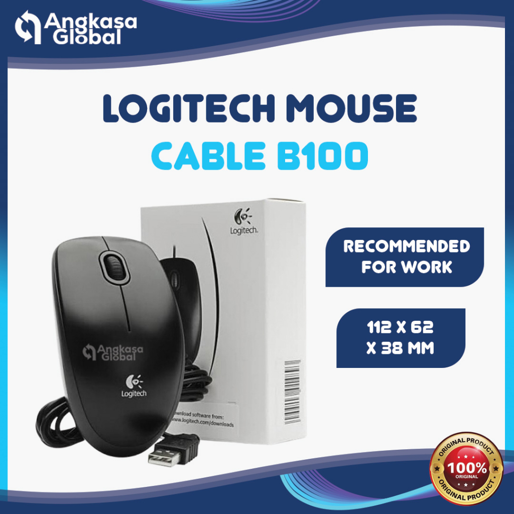 Jual LOGITECH MOUSE CABLE B100 (1PC) | Shopee Indonesia