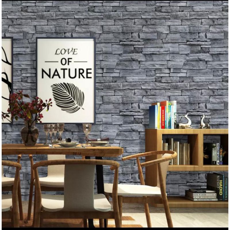 Jual Wallpaper Dinding Batu Alam Abu Ukuran 45 cm x 10 Meter | Shopee ...