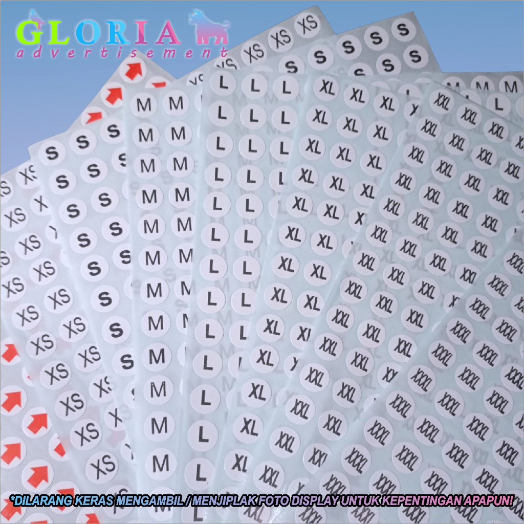 Jual SAMPAI 6XL STIKER SIZE TEMPEL / STIKER LABEL BAJU / STIKER UKURAN ...