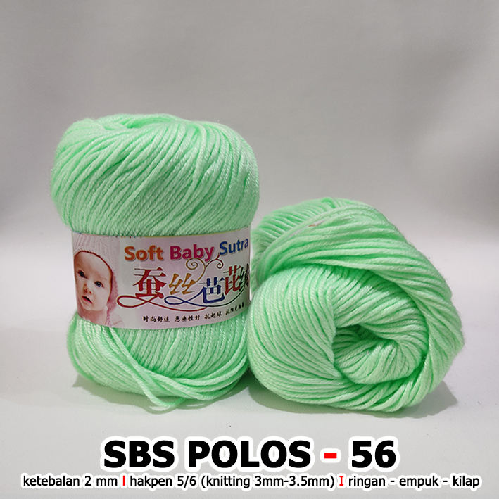 Jual benang rajut SOFT BABY SUTRA SBS POLOS 56 HIJAU PASTEL | Shopee ...