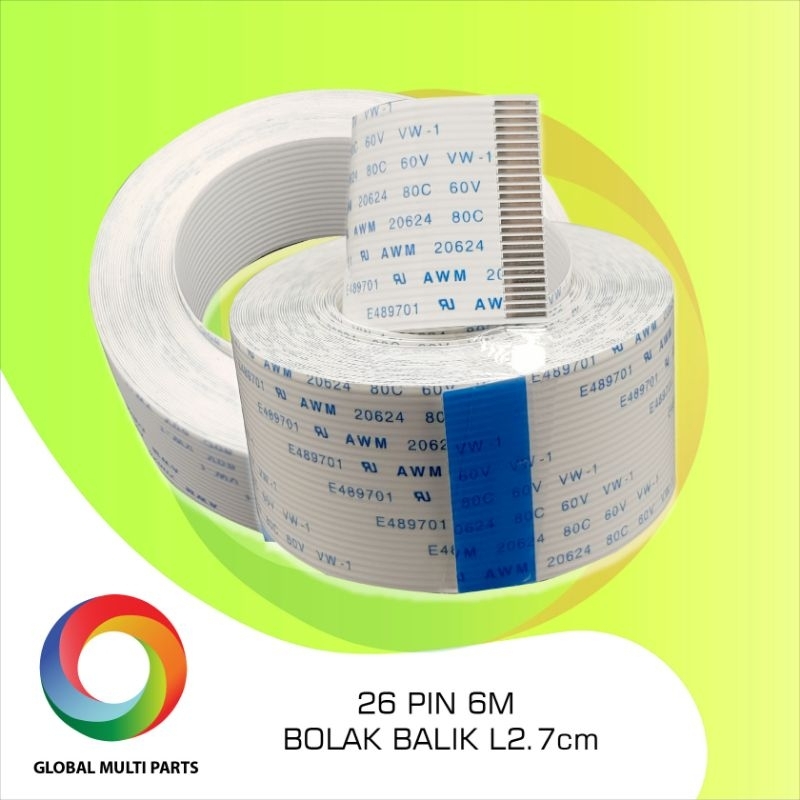 Jual kabel 26 pin 6meter bolak balik / dua arah lebar 2.7cm | Shopee ...