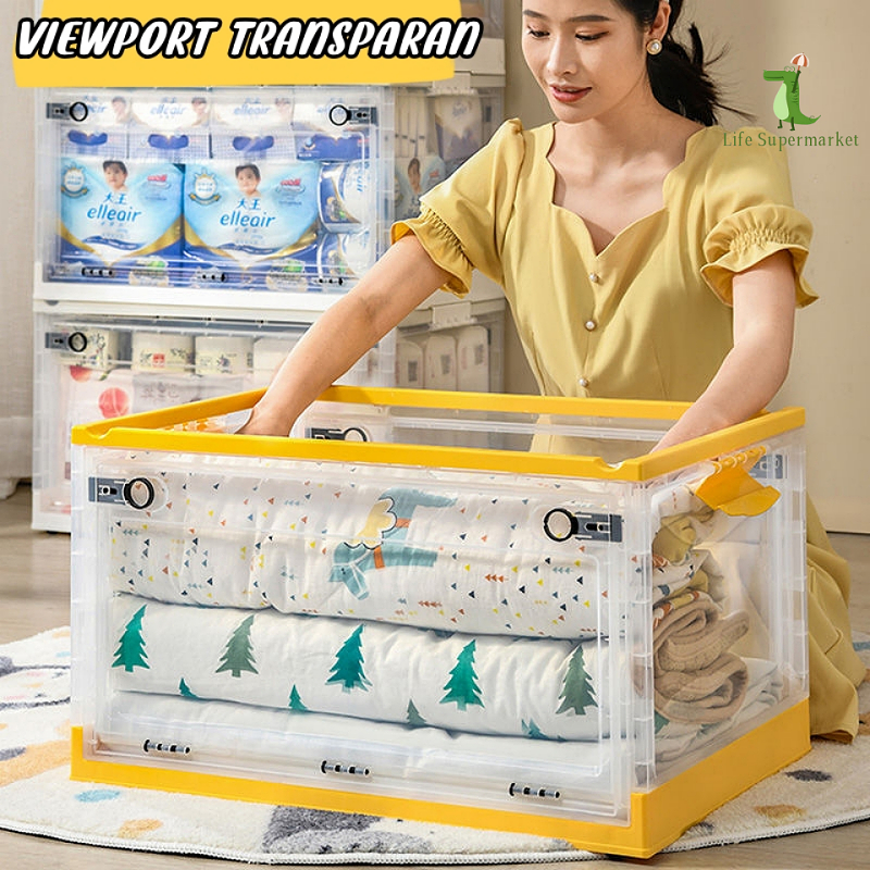 Jual Foldable Storage Box Transparant Large Box Tempat Baju /Mainan ...