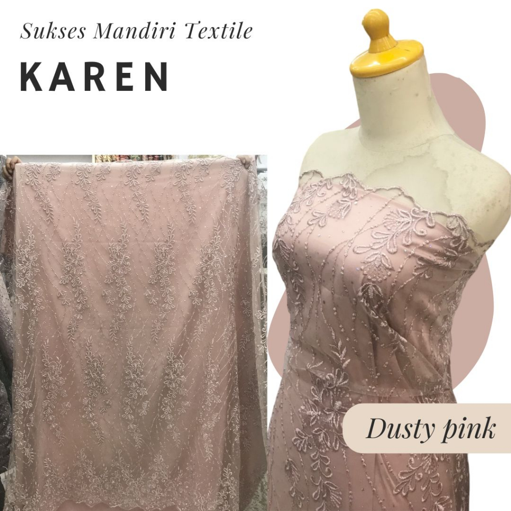 Jual [KAREN] Brokat Brukat Tile Payet Premium Mewah Warna Dusty Pink ...