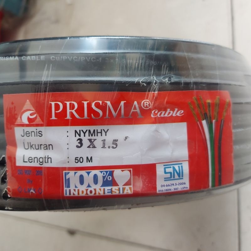 Jual Kabel Listrik PRISMA NYMHY Ukuran 3x1.5 Panjang 50 meter Serabut ...
