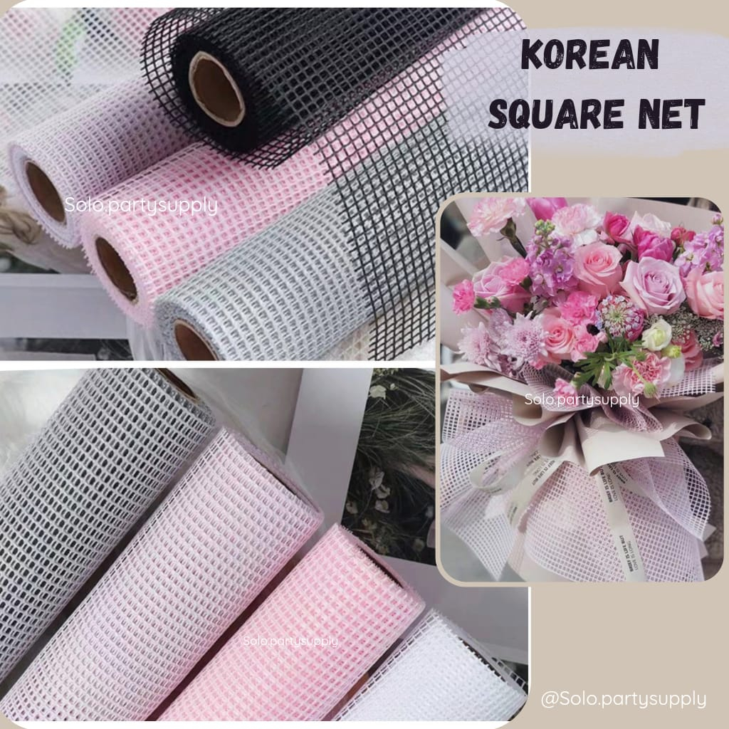 Jual (SW) TERLARIS FLOWER MESH KOREAN SQUARE NET Korean Jaring2 Net ...