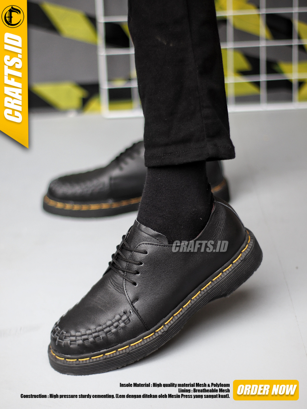Jual Sepatu Formal Pantofel Kulit Tali Hitam Kerja Docmart Pria Crafts ...