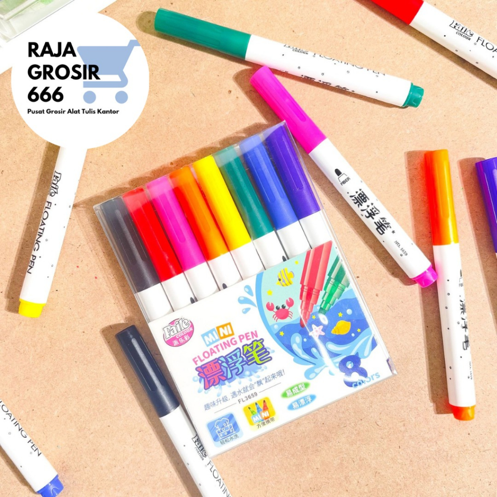 Jual Spidol floating 1 box isi 8 pcs warna pastel kado unik barang lucu ...