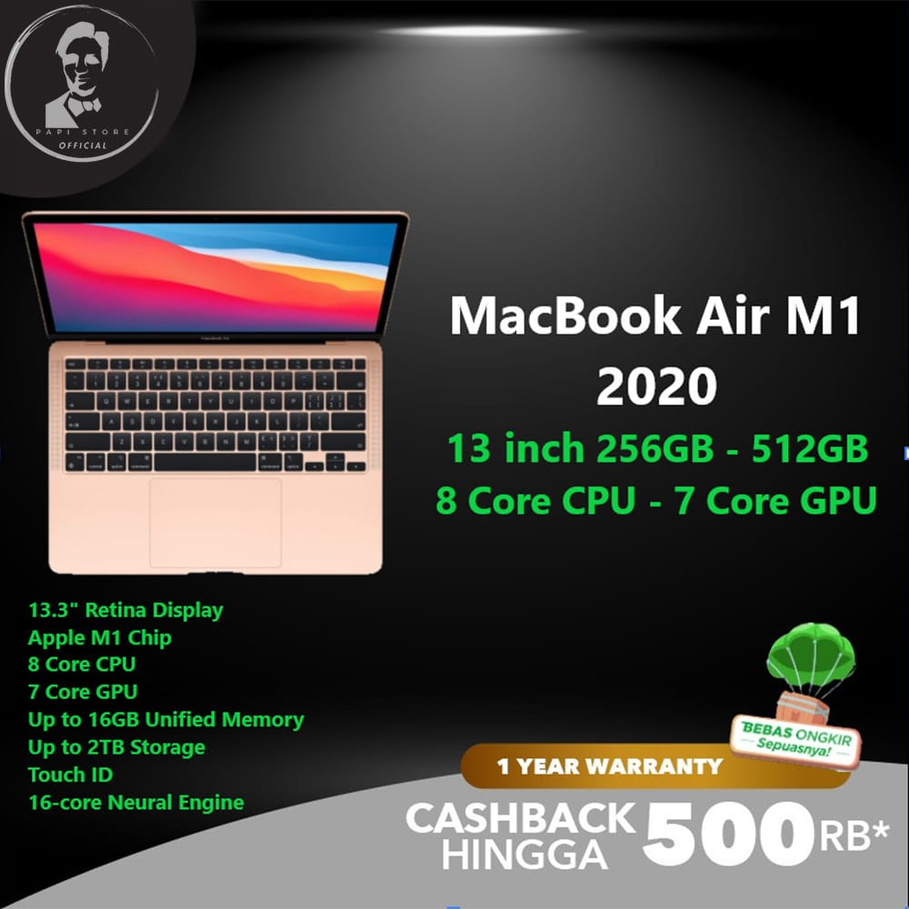 Jual Apple MacBook Air 2020 CPO 256GB - 512GB 13 inch M1 Chip 8 Core CPU / 7 Core GPU | Shopee ...