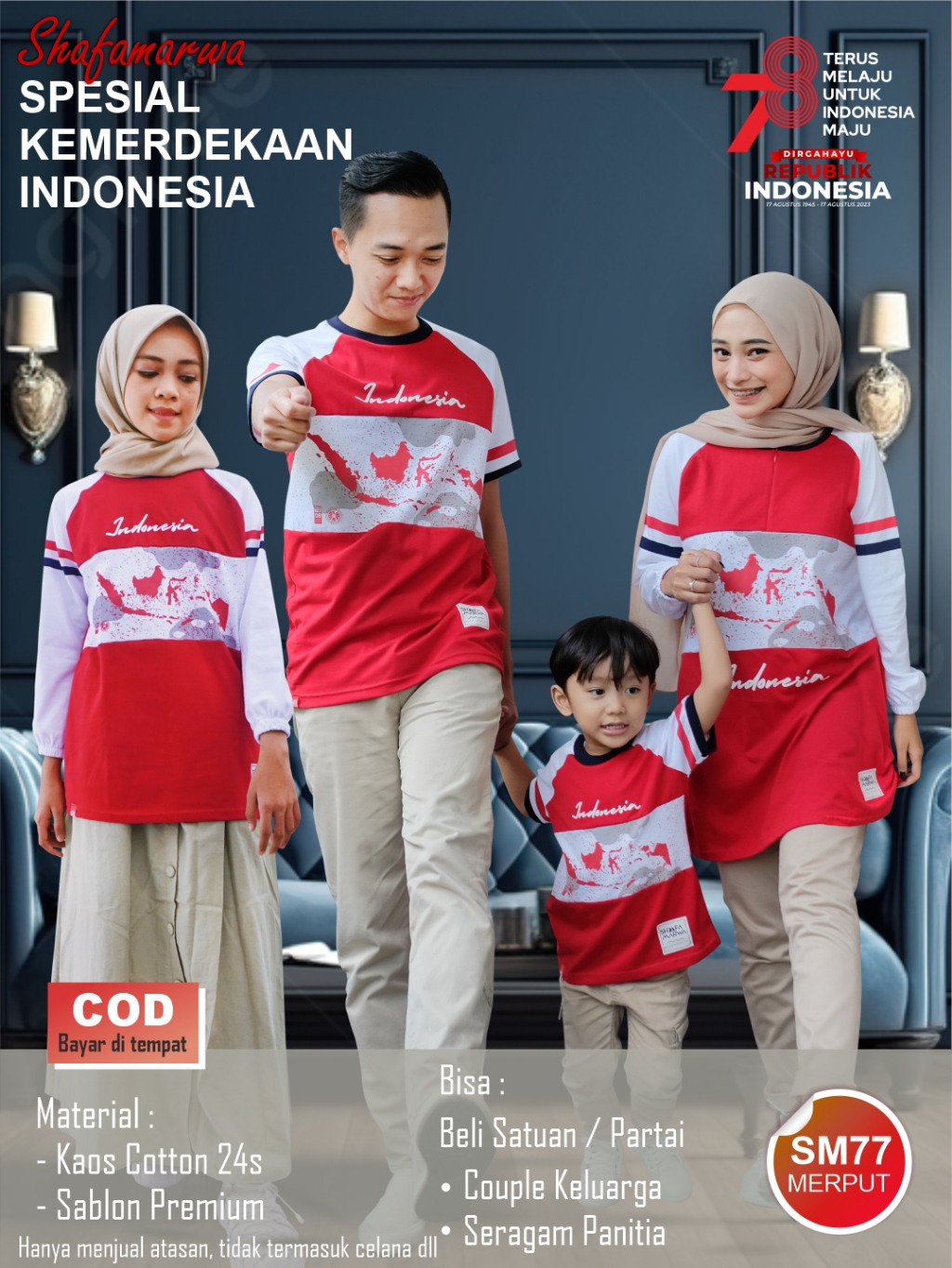 Jual Kaos Seragaman couple 17 Agustusan Edisi Seragam Kemerdekaan Baju Merah Putih Peta ...