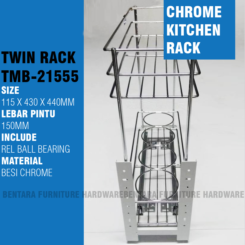Jual 15 CM TWIN TMB-21555 / WW-3008C RAK BOTOL GELAS BESI CHROME ...