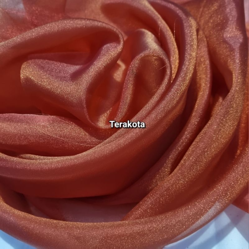 Jual kain organza pasir/crinkle metalik/sparle gliter/organza crystal ...