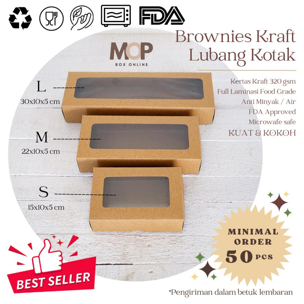 Jual Box Brownies Kraft Window Lapisan Food Grade Kotak Donat Souvenir ...