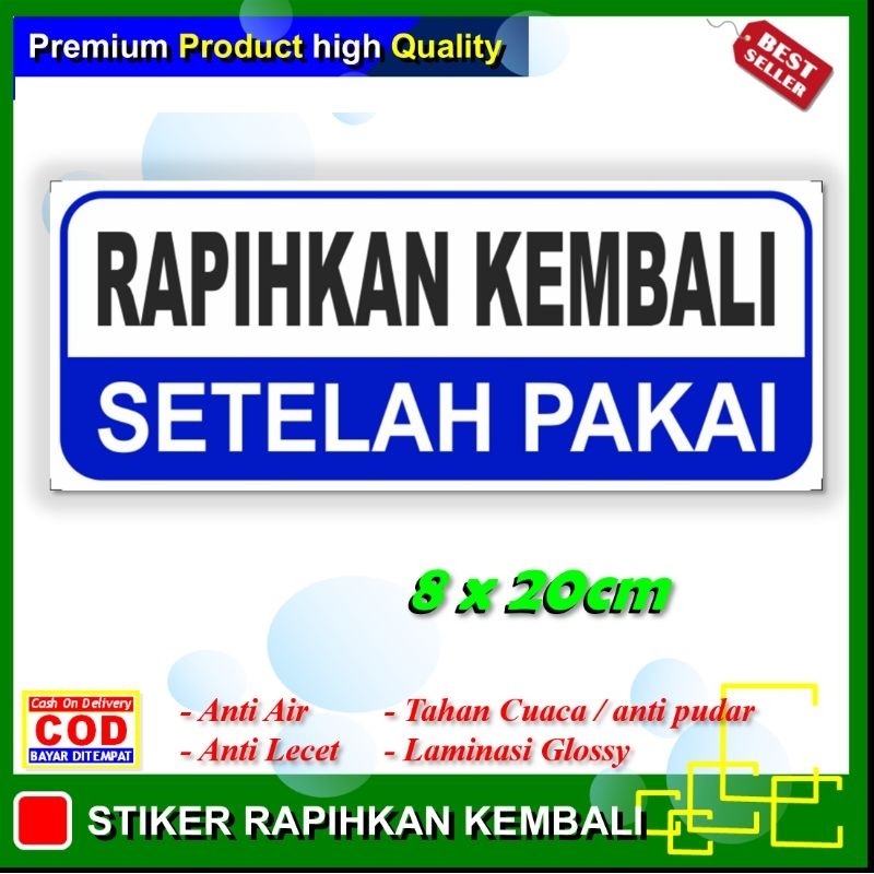 Jual Stiker new rapikan kembali setelah pakai sticker kebersihan ...