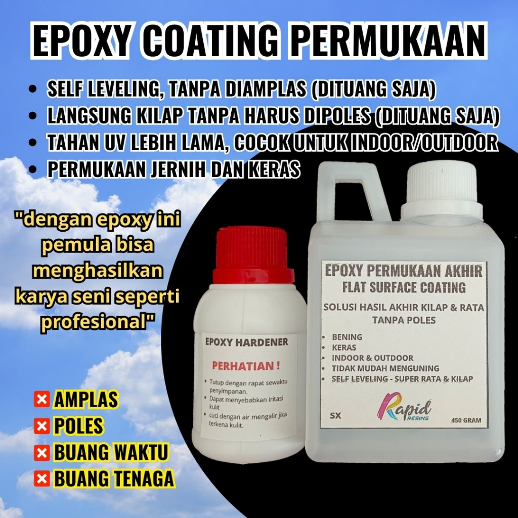Jual RAPID RESIN Epoxy FINALCOAT 400gr Self-Leveling Bening & Kuat ...