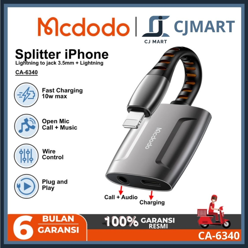Jual MCDODO Converter Splitter IPHONE 12 ,13 Pro Lightning To Jack 3 ...