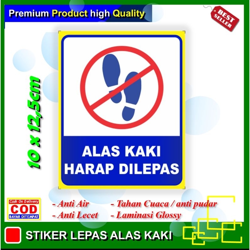 Jual Stiker alas kaki kotak biru sticker ketertiban kebersihan kesucian ...
