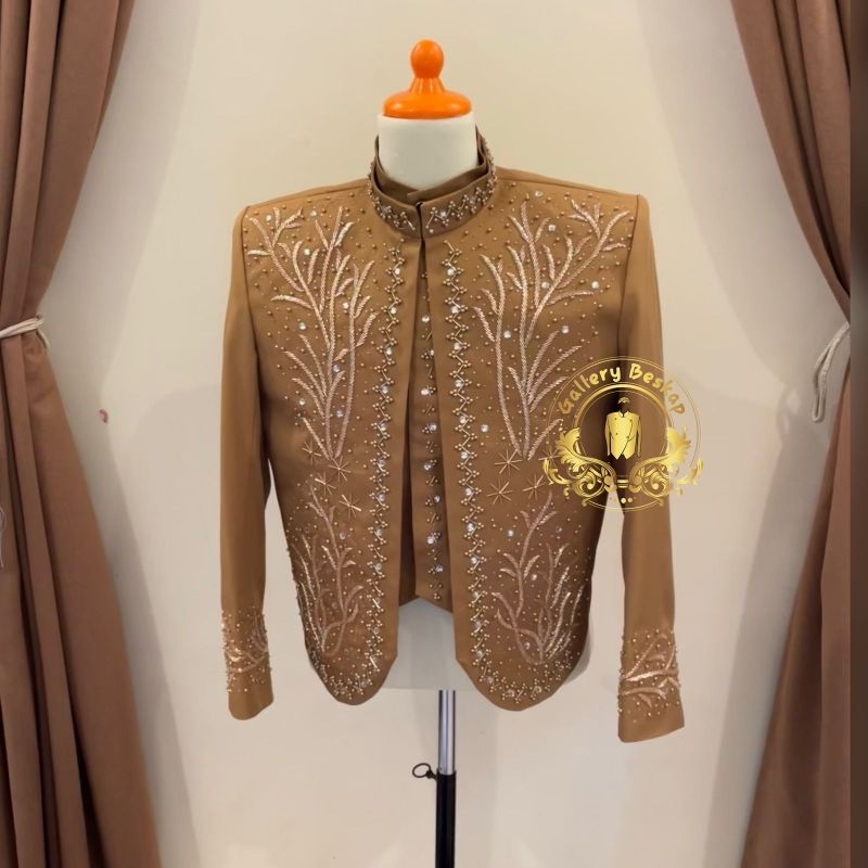 Jual Beskap solo, beskap pengantin jawa bahan matte warna moka gold ...
