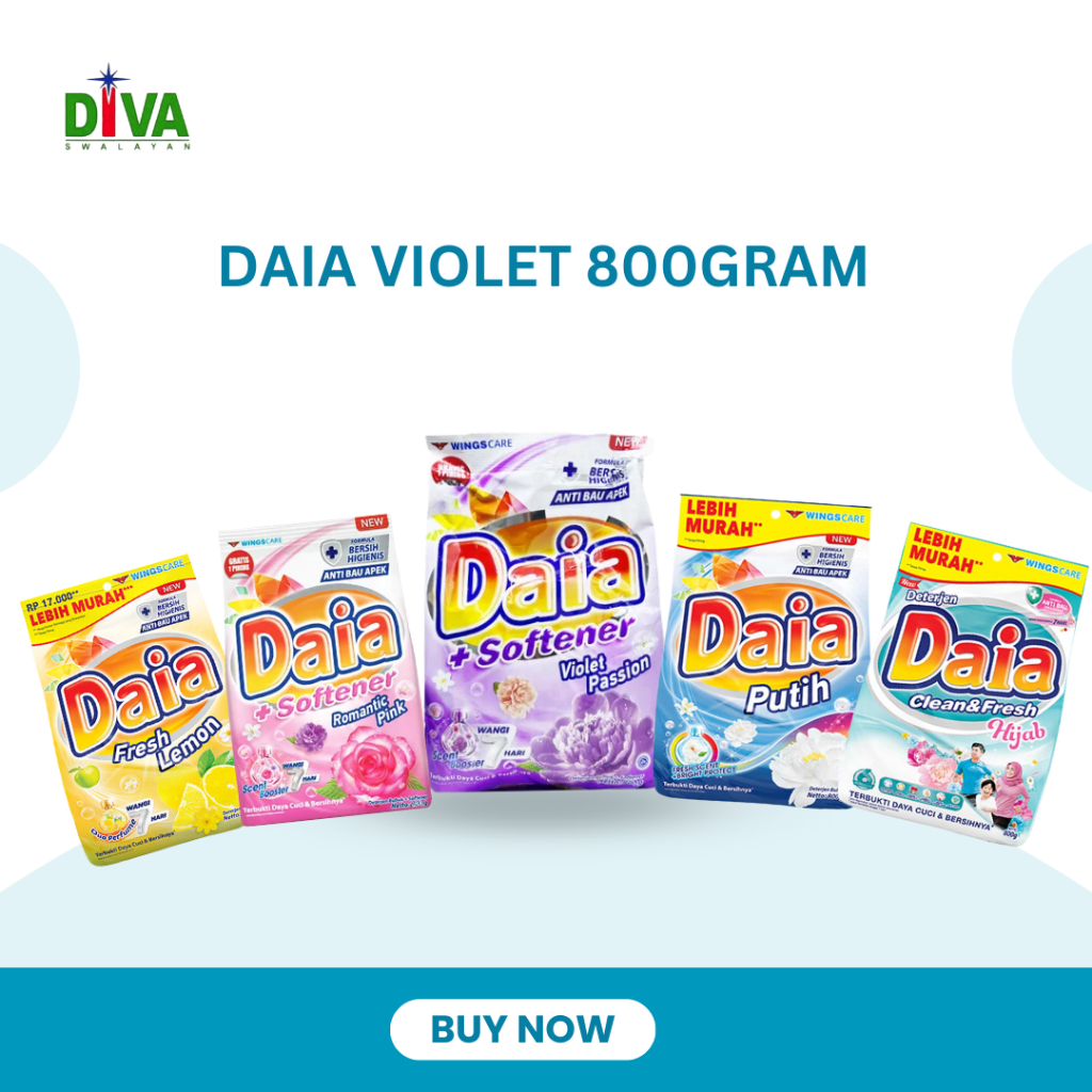 Jual Daia Detergen 800 gram (Violet, Lemon, Putih, Romantic Pink, Clean&Fresh Hijab) | Shopee ...