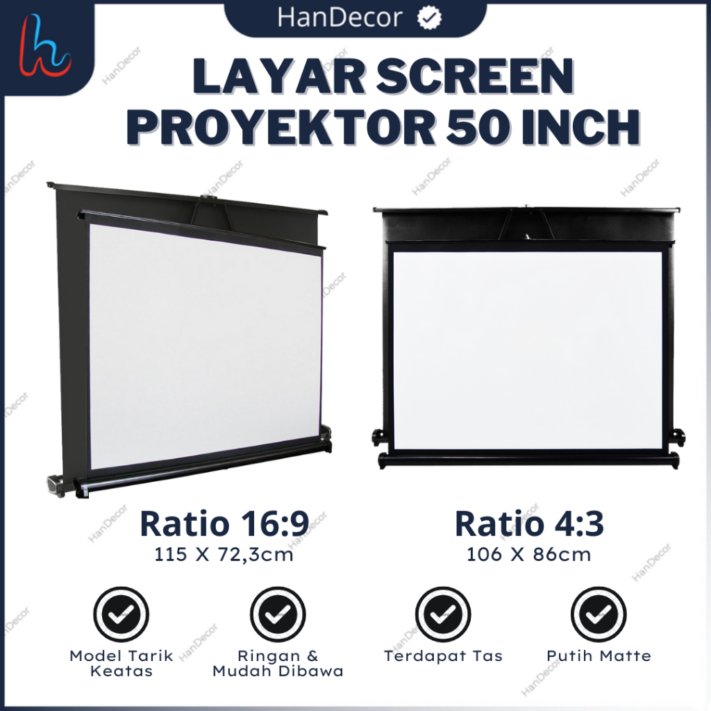 Jual Screen Projector Portable 50 Inch | Layar Proyektor Lipat 50" 3:4 ...